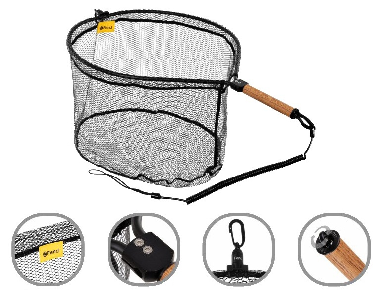 Fly Fishing Landing Net With Magnet Fencl King XL Nature | CzechNymph.com